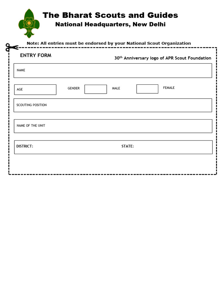 Entry Form of APR Scout Foundation | PDF