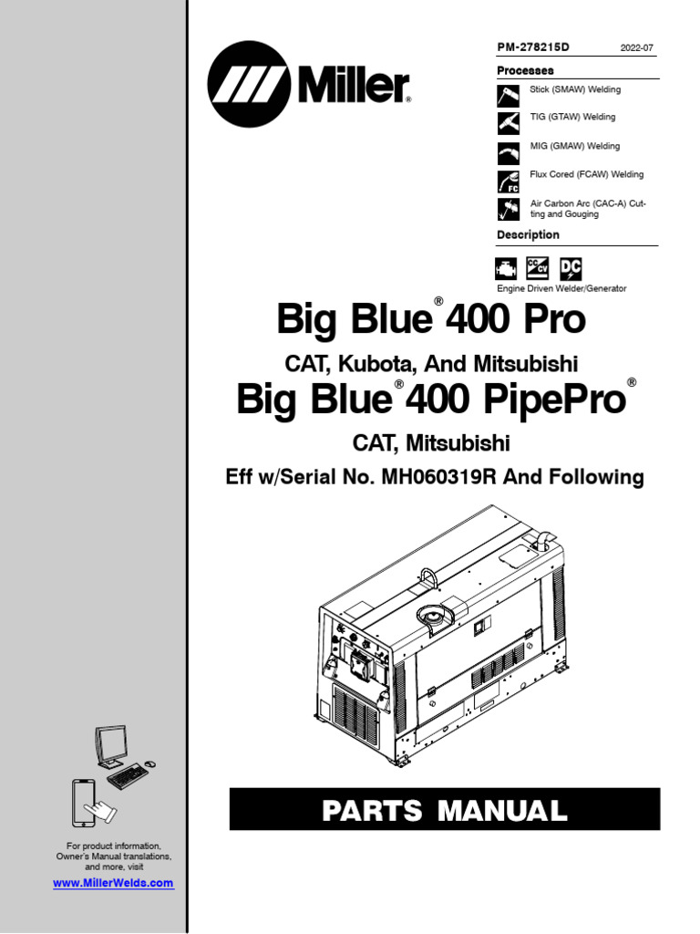 Big Blue 400 Pro Parts List | PDF | Mechanical Engineering | Engines