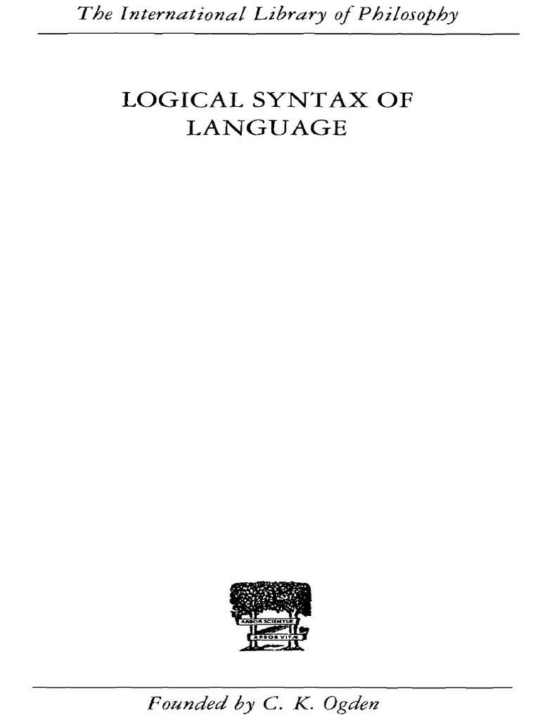 CARNAP, Rudolf - Logical Syntax of Language | PDF