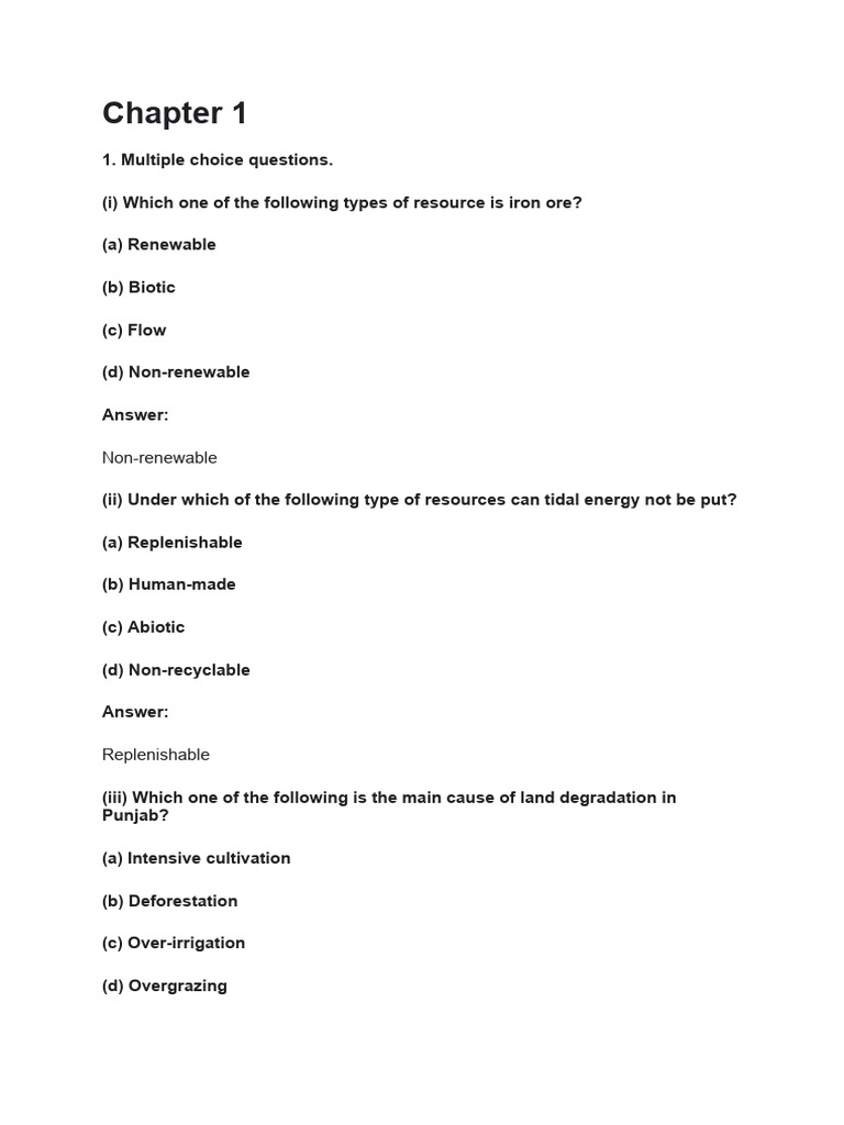 Class 10 S Geography Chapter 1 | PDF | Resource | Soil