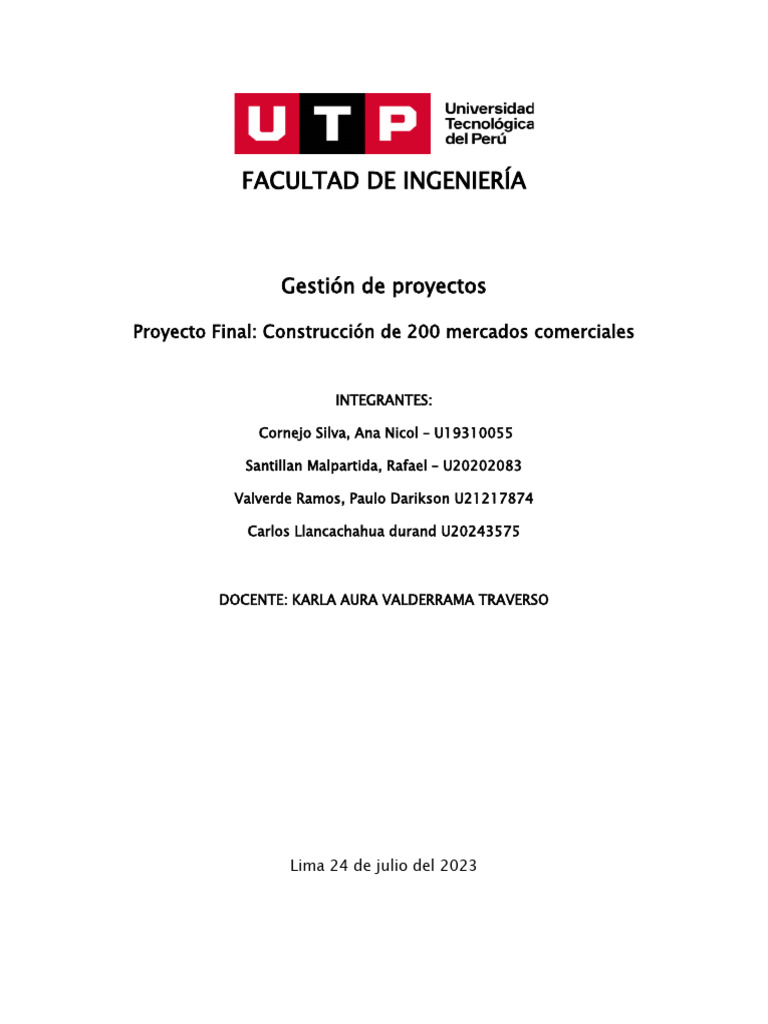 Proyecto Final | PDF | Scrum (desarrollo de software)