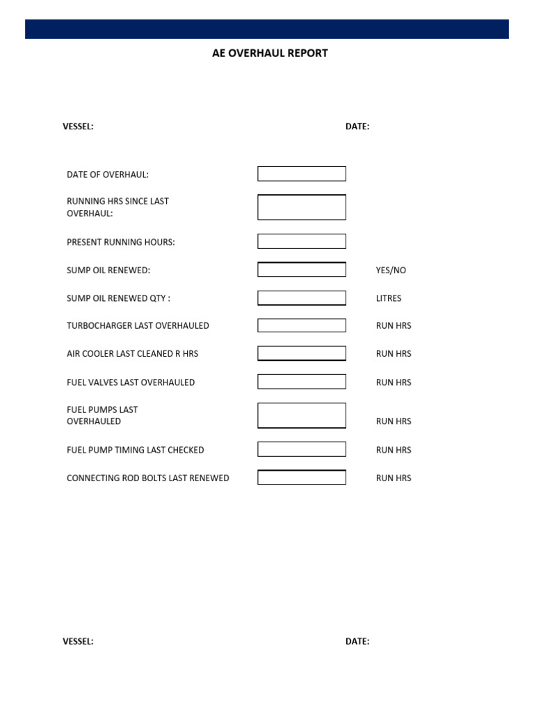 AE Diesel Overhaul Report | PDF | Piston | Internal Combustion Engine