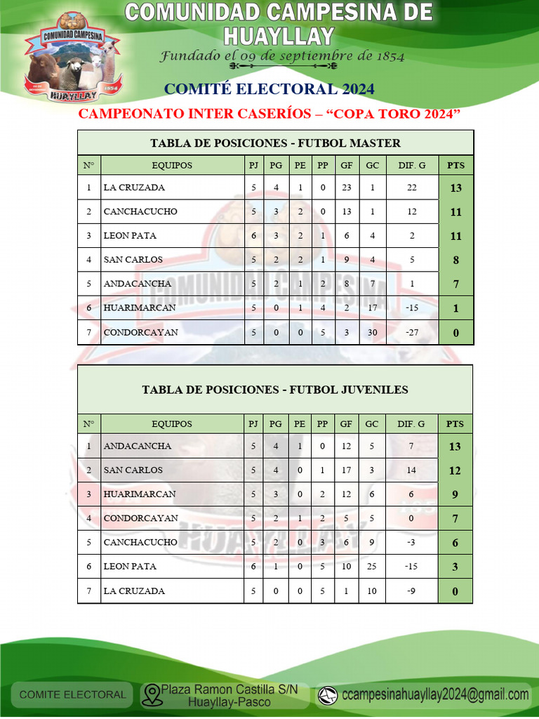 Tabla de Posiciones Sexta Fecha - F. Master - F. Juveniles - F. Damas - Voley - 2024 | PDF