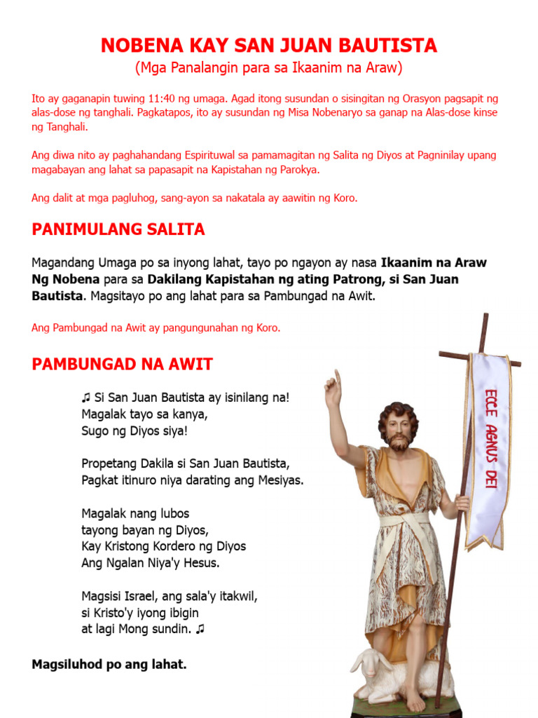 Pagsisiyam Sa Karangalan Ni San Juan Bautista | PDF