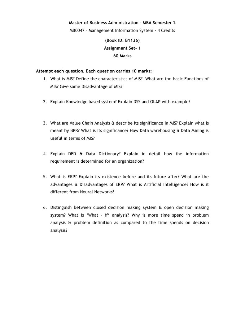 MB0047 Set1 | PDF | Data Mining | Databases