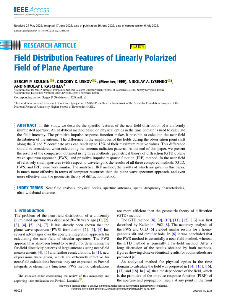 Field Distribution Features of Linearly Polarized Field of Plane ...