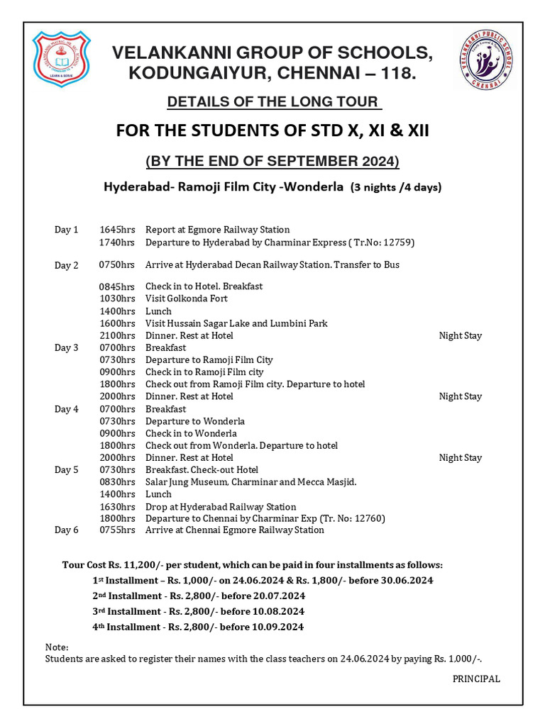 VGS (KDYR) - Hyderabad Long Tour - 2024 | PDF | Business