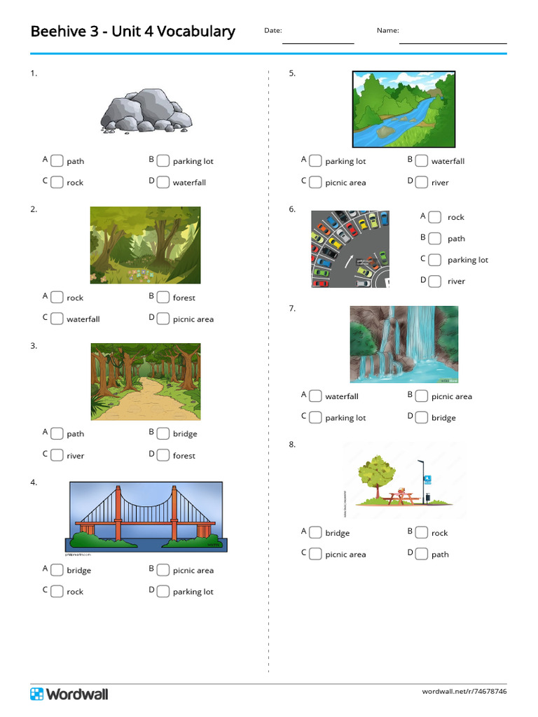Beehive 3 Unit 4 Vocabulary Quiz | PDF