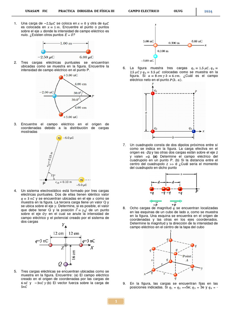 Practica Dirigida #02 de Fisica Iii Campo Electrico Fic 2024-I | PDF ...