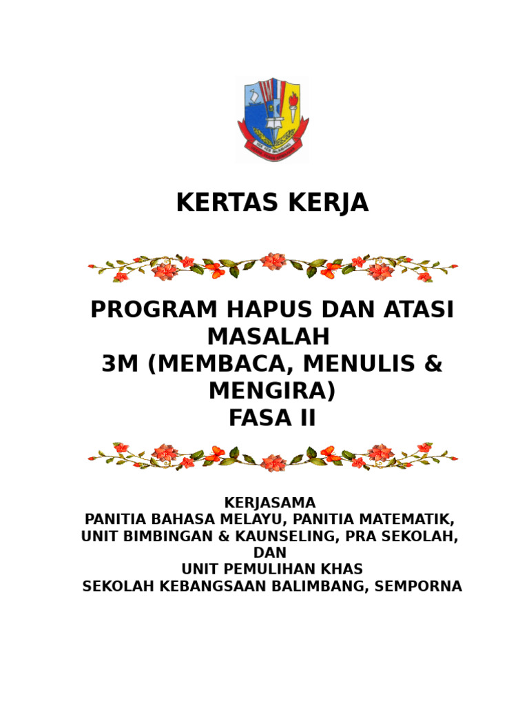 contoh kertas kerja program intervensi | PDF