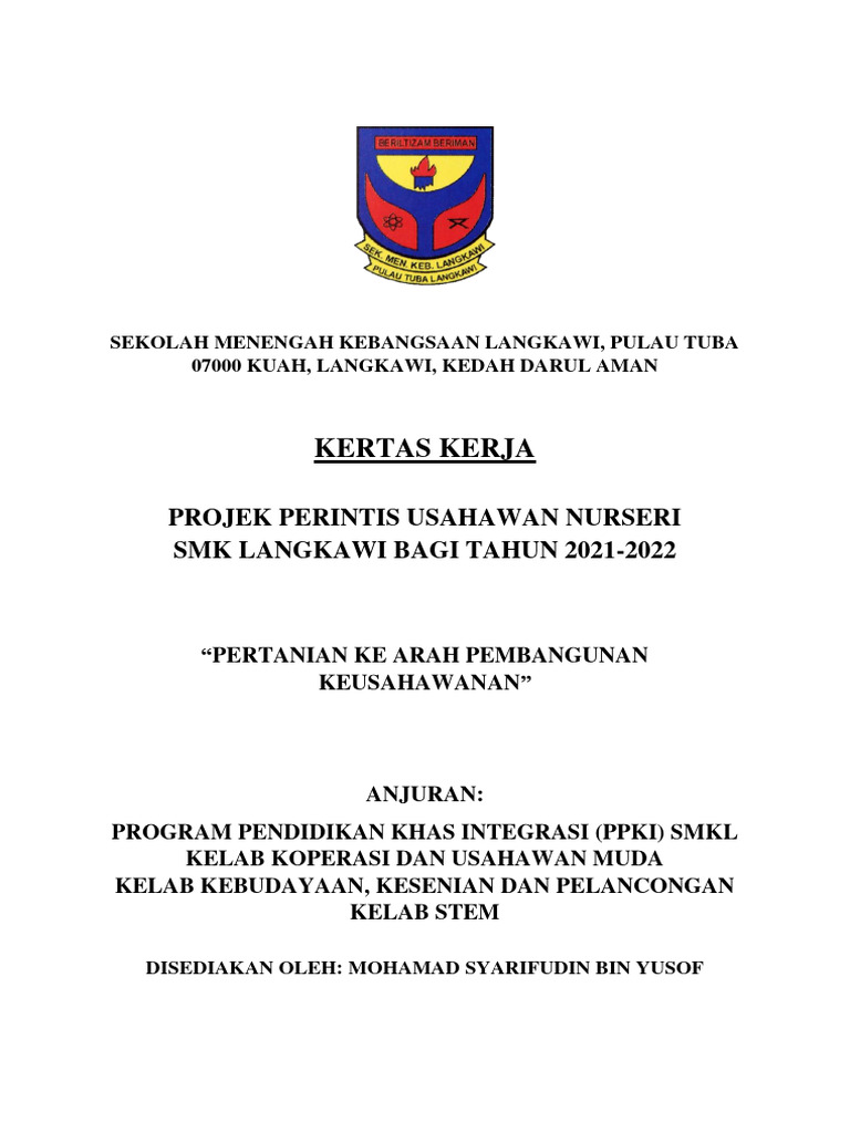 Program Perintis Keusahawanan Nurseri | PDF Program Perintis Keusahawanan Nurseri | PDF