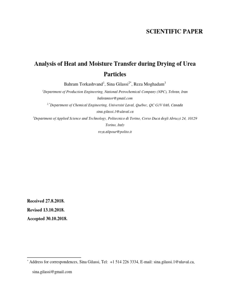 Analysis of Heat and Moisture Transfer During Dryi | PDF | Heat Transfer | Heat