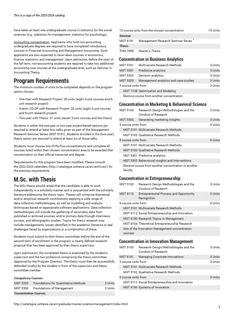 uOttawa MBA Program Overview 2023-2024 | PDF | Methodology | Linear ...
