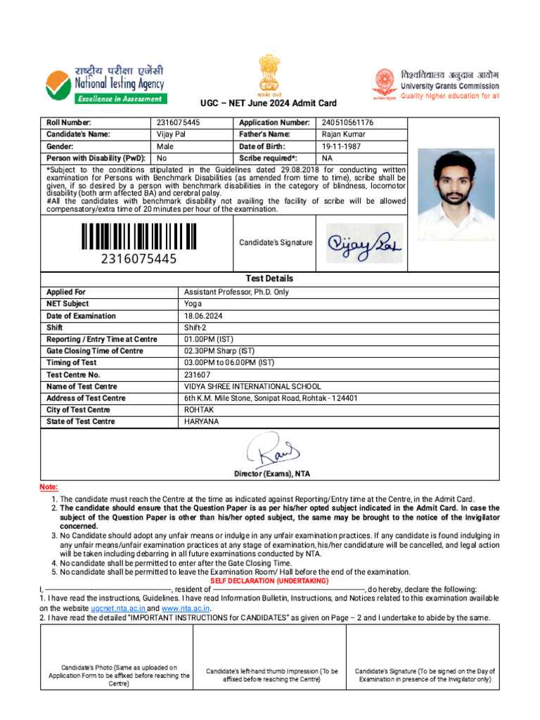 University Grants Commission (UGC) - NET - India | PDF | Identity Document