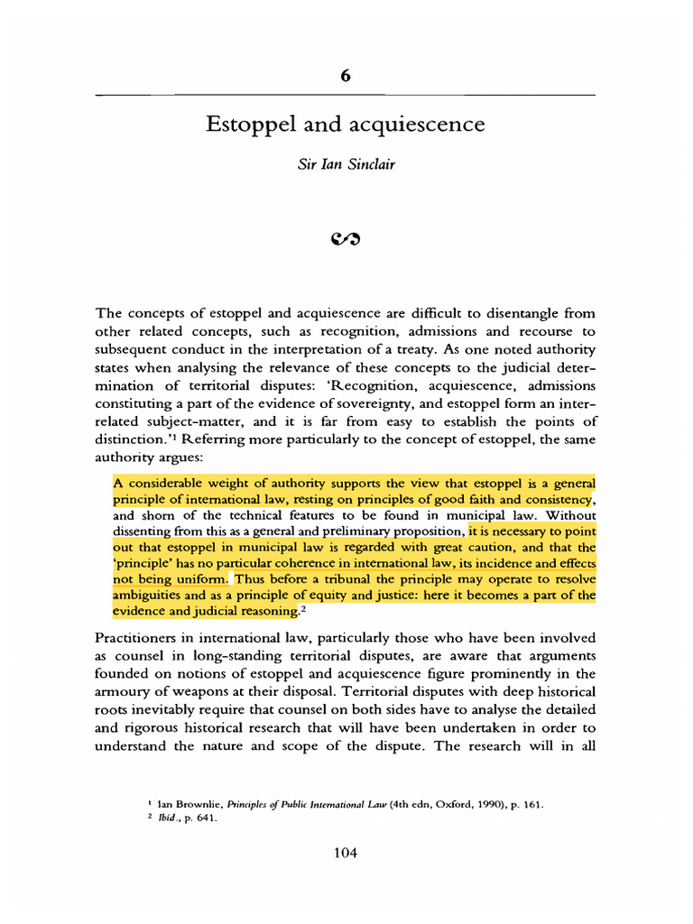 Estoppel in International Law | PDF | Estoppel | Collateral Estoppel