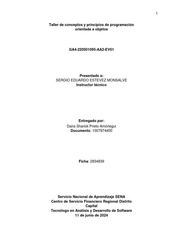Ga4 220501095 Aa2 Ev01 Taller De Conceptos Y Principios De Programación Orientada A Objetos