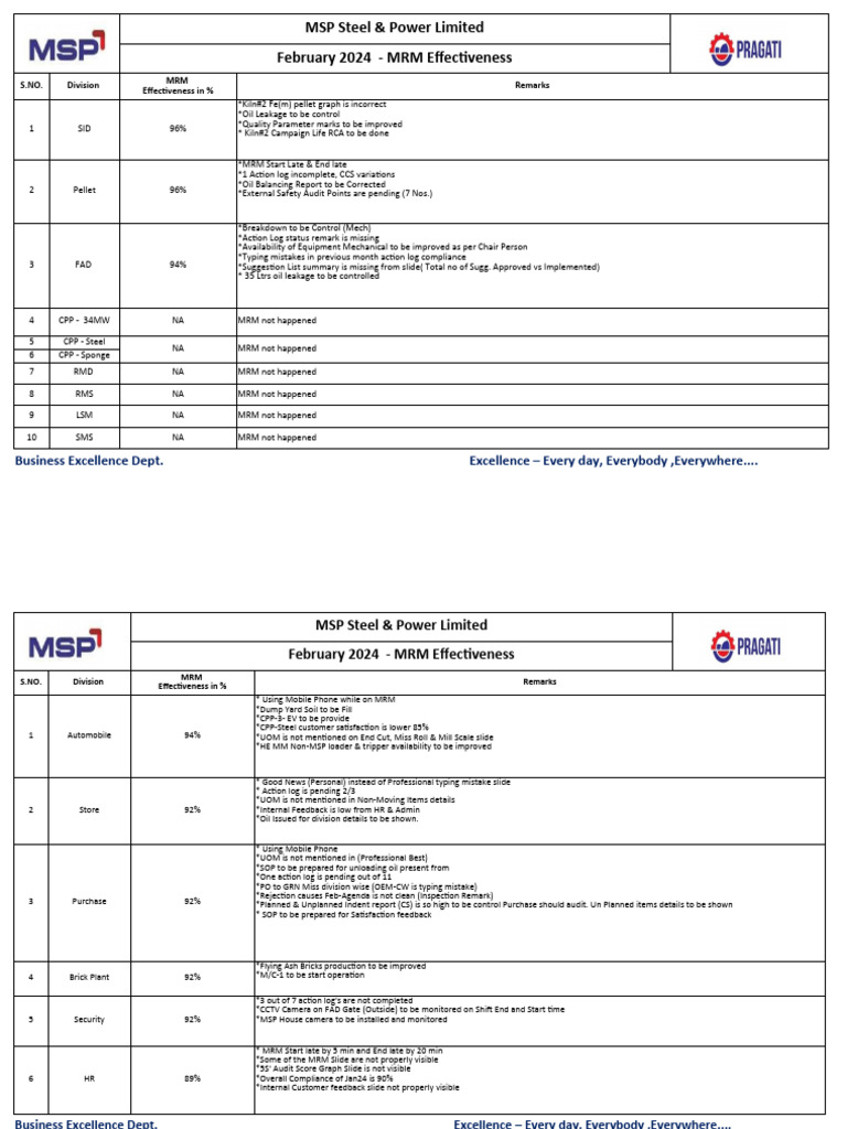 MSP Steel MRM Effectiveness Report Feb 2024 | PDF