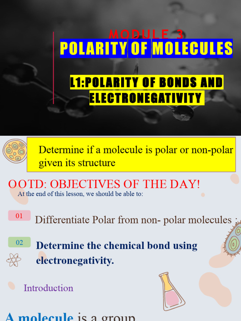 Module 3 Lesson 1 Polarity of Molecules Bond Polarity Stem | PDF ...