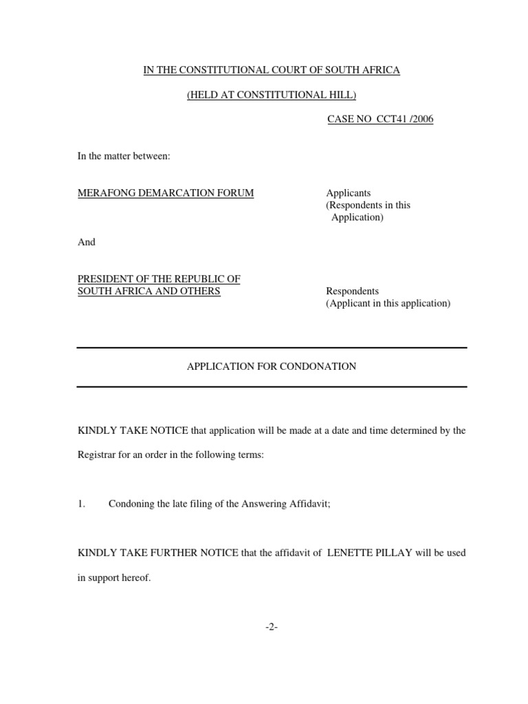 Notice of Motion Application For Condonation-10602 | PDF | Affidavit ...