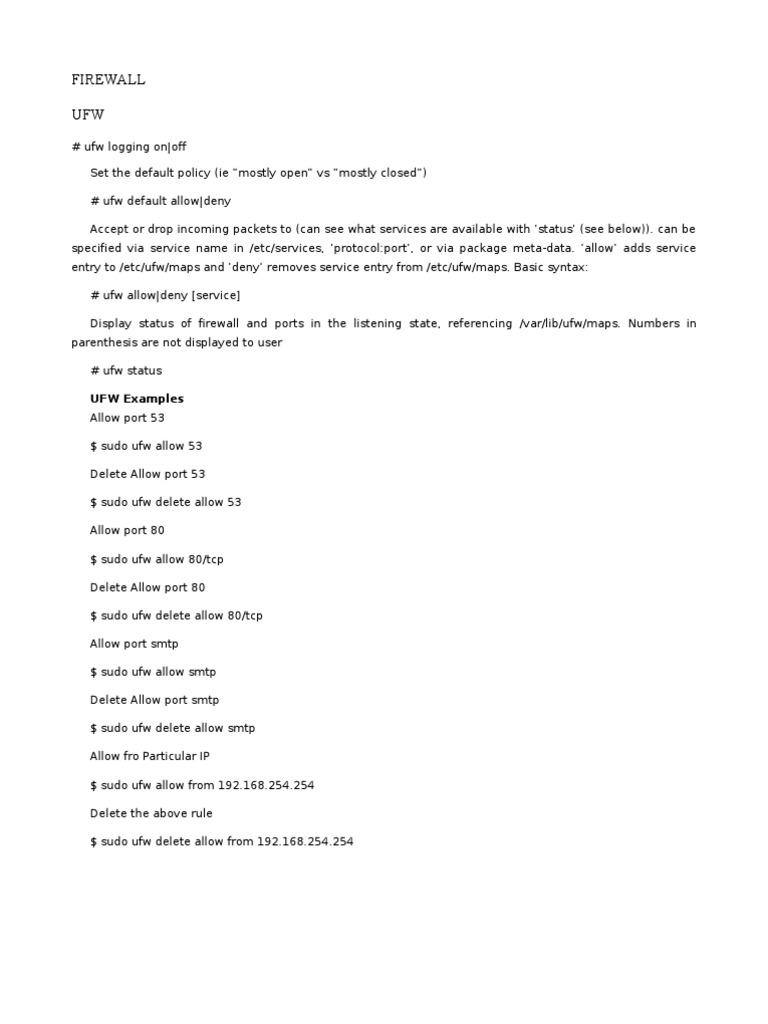 Firewall Ufw | PDF | Firewall (Computing) | Port (Computer Networking)