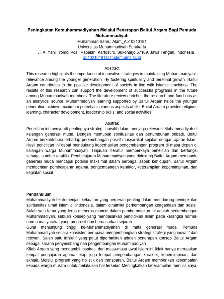 181 - Muhammad Bahrul Alam - Artikel Kemuhammadiyahan | PDF