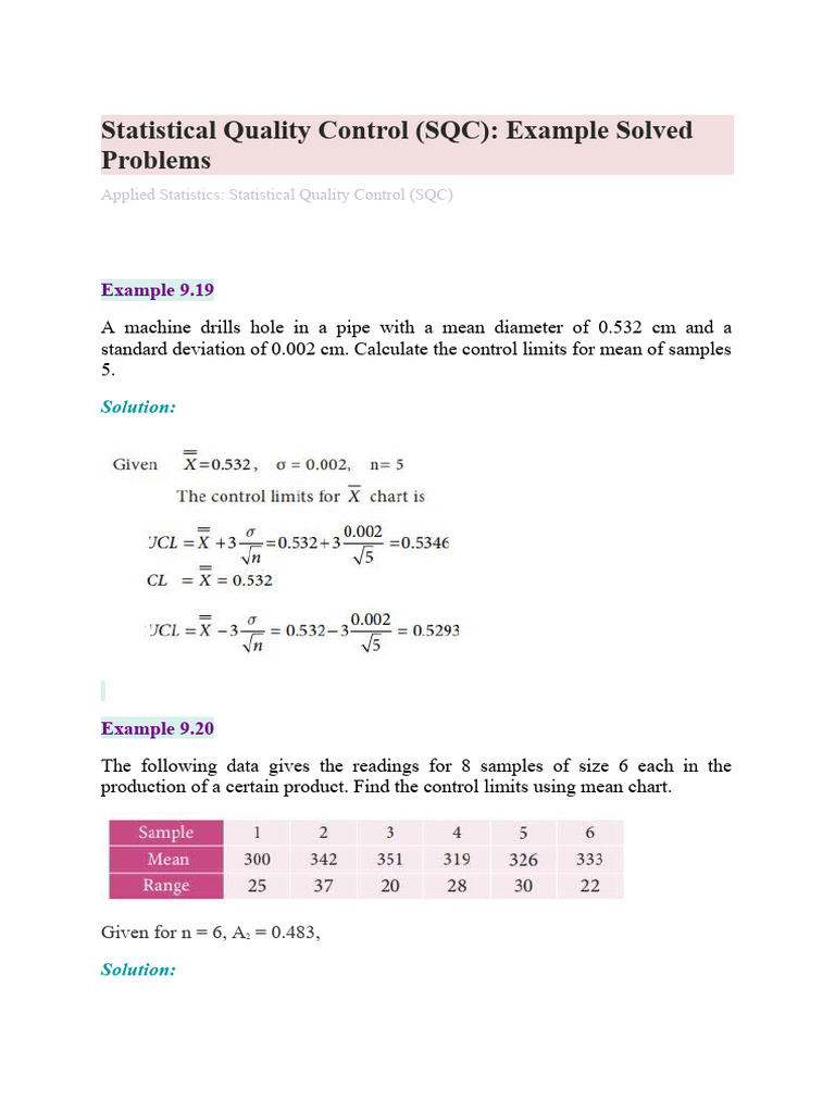 SQC Example Problems and Solutions | PDF | Technology & Engineering