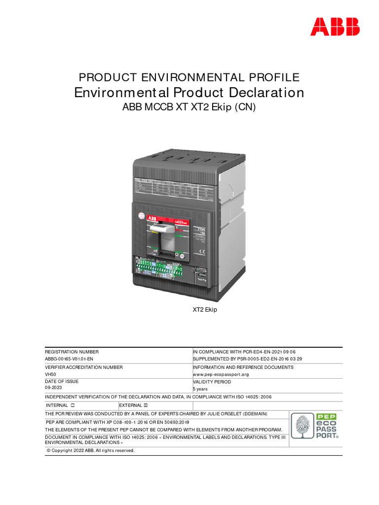 ABBG-00165-V01.01-EN - EPD Tmax XT XT2 ELT (CN) | PDF | Life Cycle ...