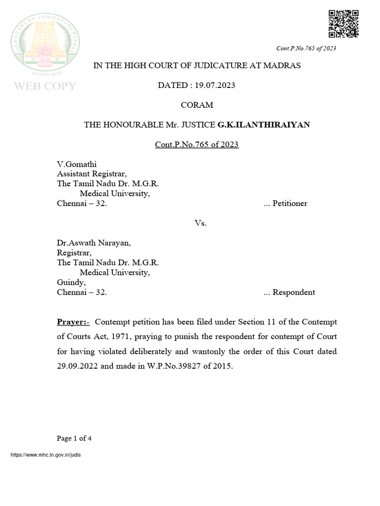 Gomathi Vs Aswath | PDF | Courts | Public Law