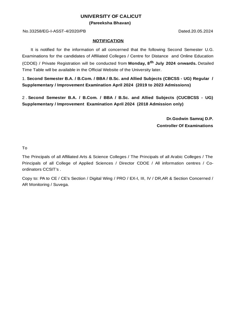 UG Second Semester Exam | PDF | Business | Science & Mathematics