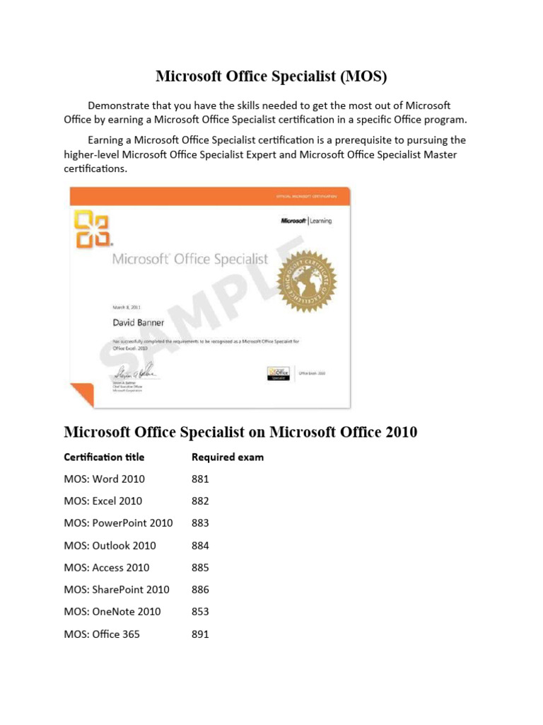6 MOS | PDF | Microsoft Office | Microsoft Office 2010