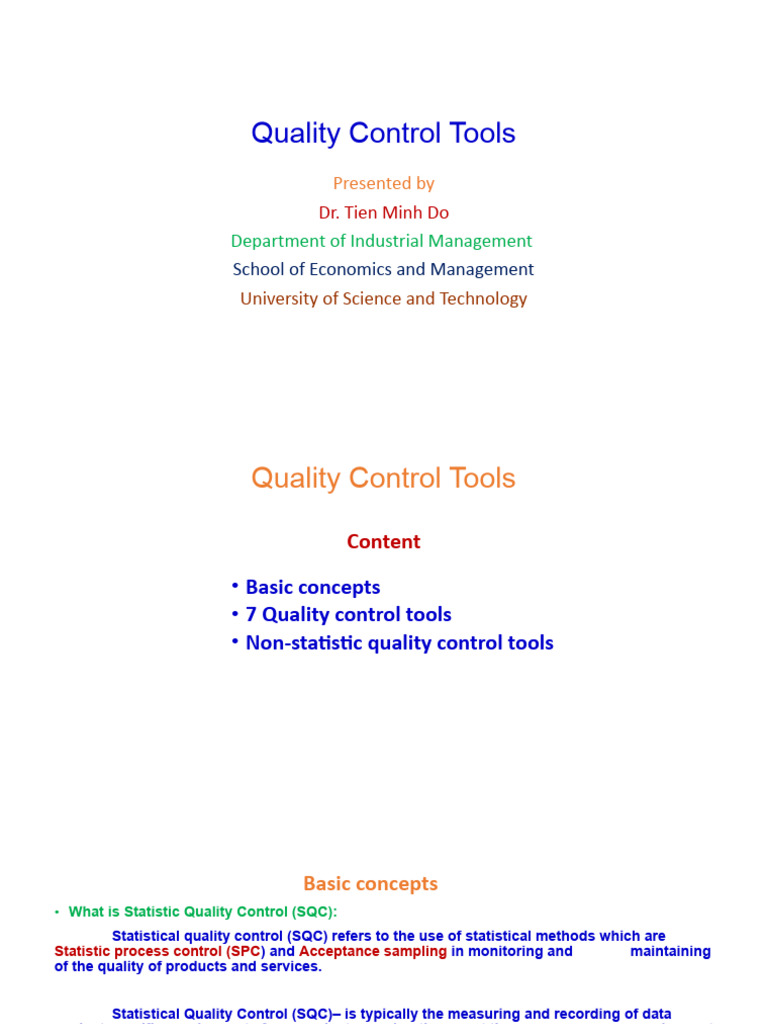 Lecture 5 - Basic Concepts of SQC, SPC & SQC Tools (Flow Chart, Check ...