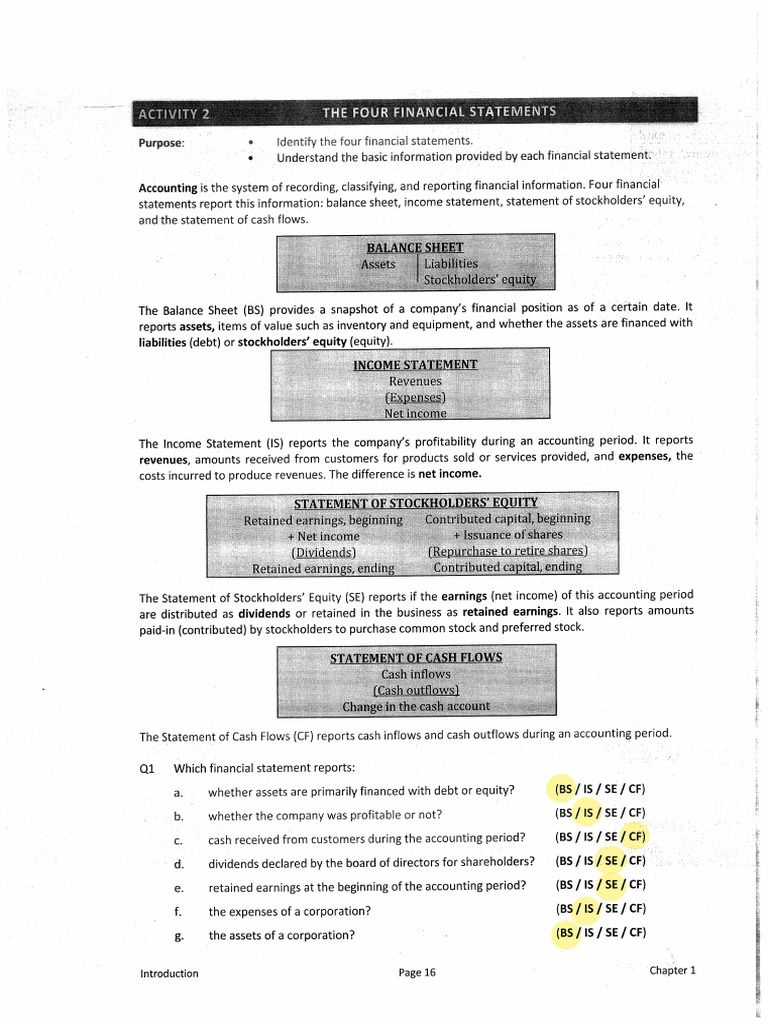 Financial Analysis Chapter 1 Q | PDF