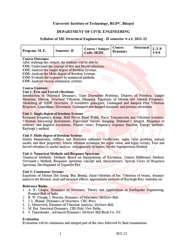 ME Structural Engineering Syllabus 2021-22 | PDF | Concrete | Finite ...