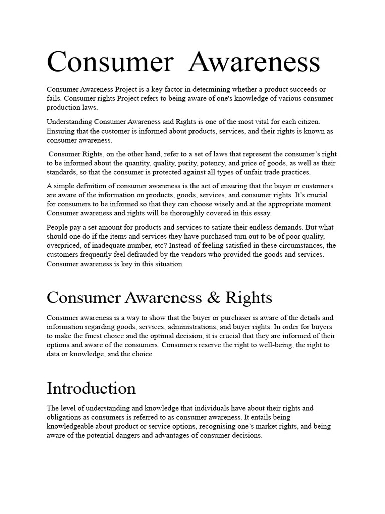 Understanding Consumer Awareness & Rights | PDF | Consumer Behaviour ...