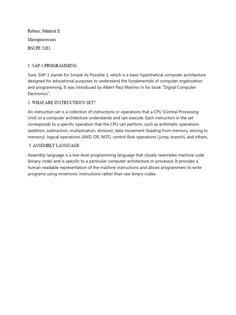 Microprocessors | PDF | Assembly Language | Computer Programming