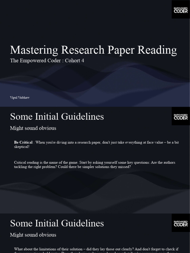 Mastering Research Paper Reading | PDF | Concept | Methodology
