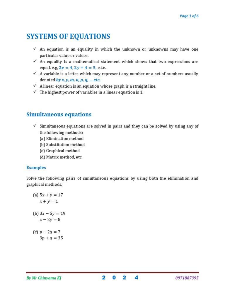 Systems of Equations - 122348 | PDF | Equations | System Of Linear ...