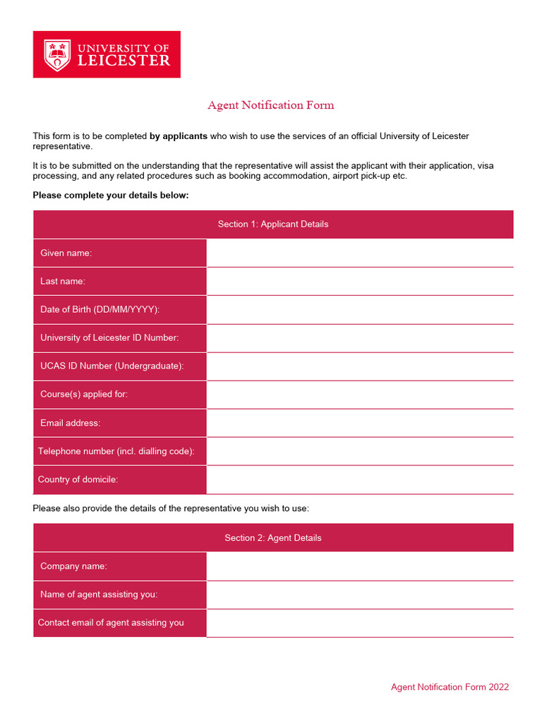 Agent Notification Form 2022-23 | PDF