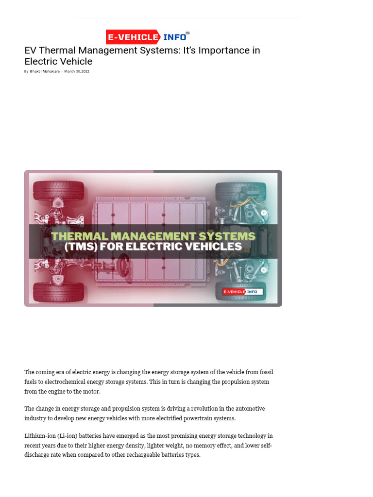 EV Thermal Management Systems - Importance in Electric Vehicle - E ...