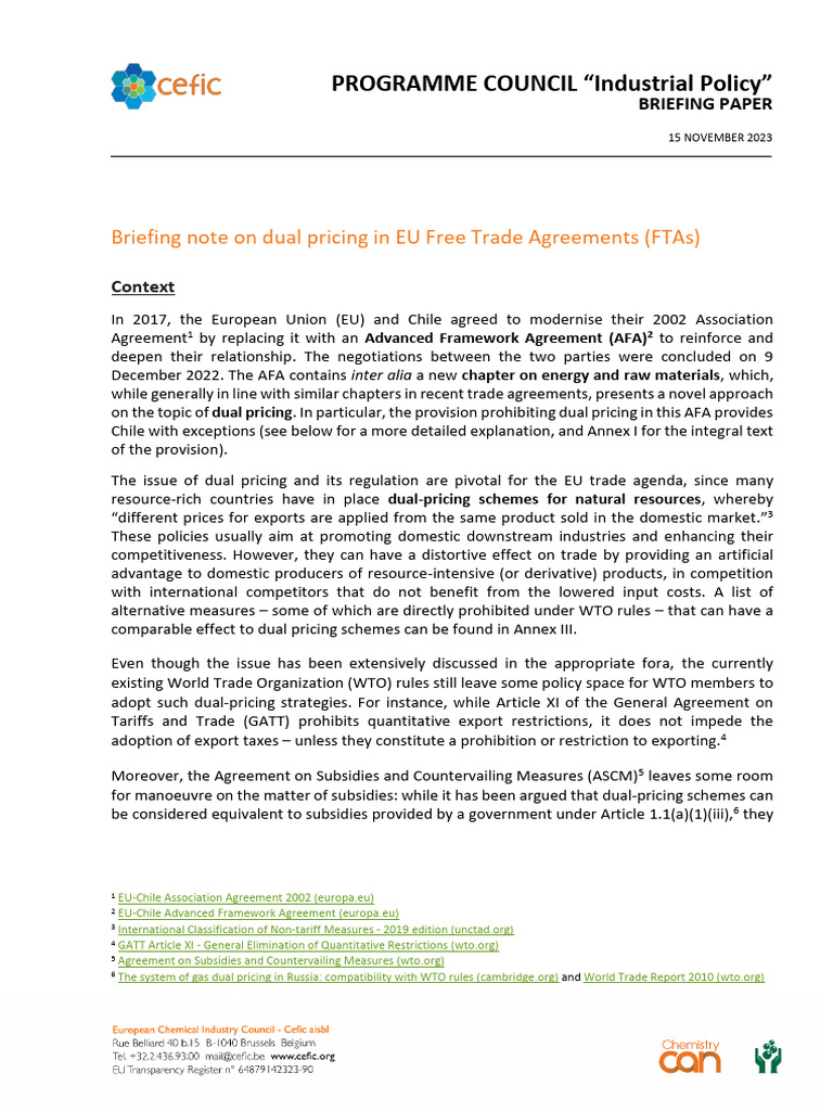 Annex 6.a. Briefing Note On Dual Pricing (Agenda Item 7) | PDF | World ...