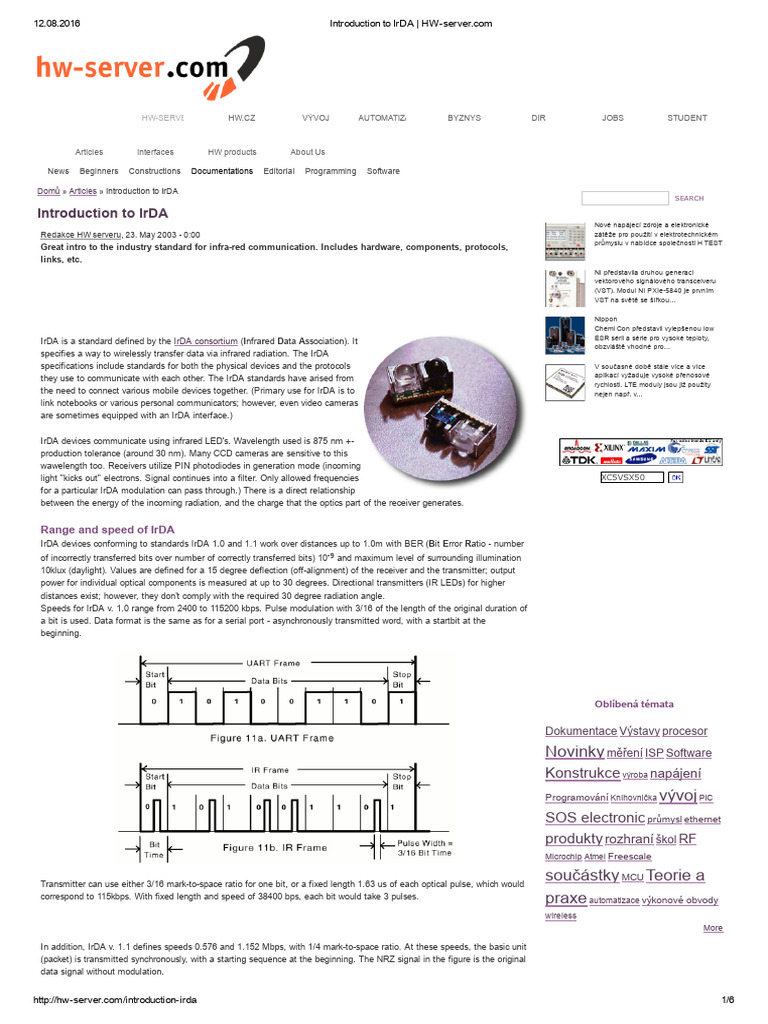 Introduction To IrDA - HW-server | PDF | Telecommunications Engineering ...