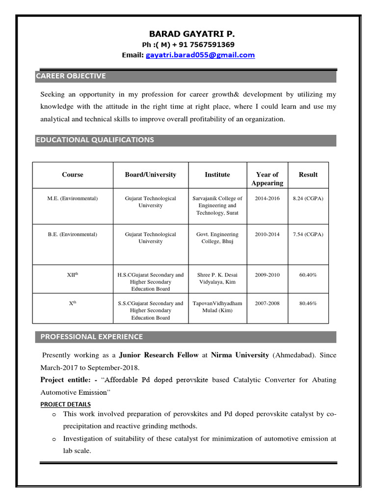 Gayatri CV | PDF | Gujarat