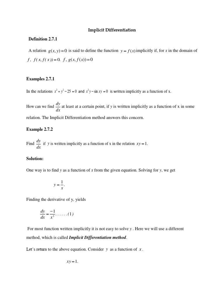 Implicit Differentiation | PDF | Monotonic Function | Function (Mathematics)