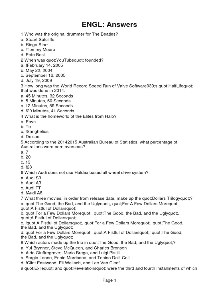 ENGL Test Prep 2 | PDF