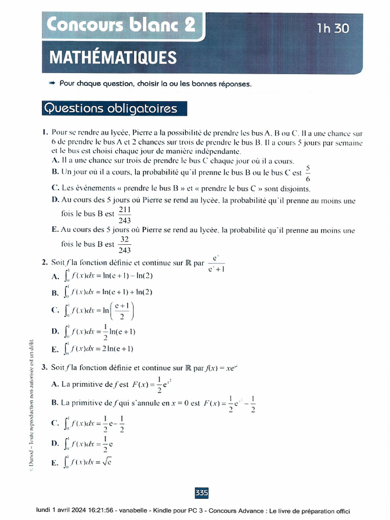 Concours Math Advance 2 | PDF