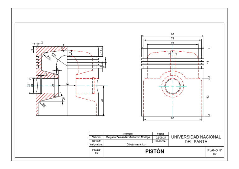 Piston (Dibujo Mecanico) | PDF