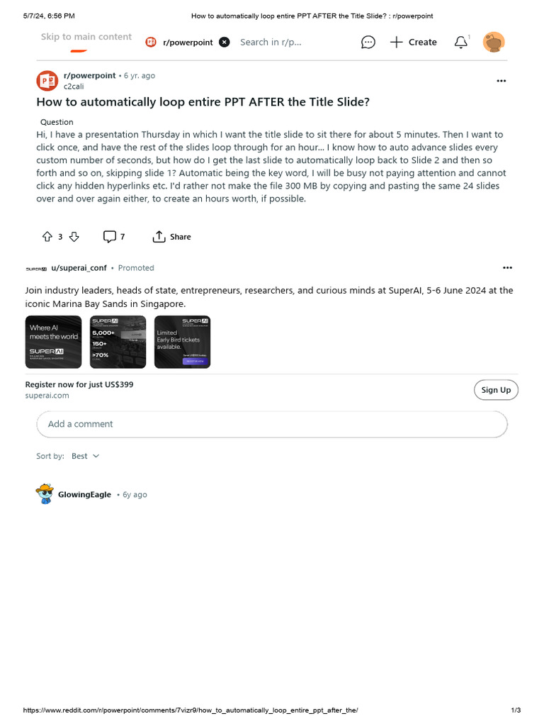 How To Automatically Loop Entire PPT AFTER The Title Slide - R ...