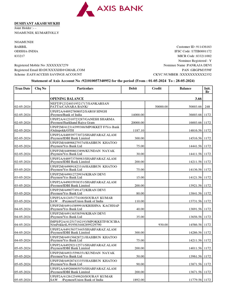Account STMT XX0952 28052024 | PDF | Banks | Cheque