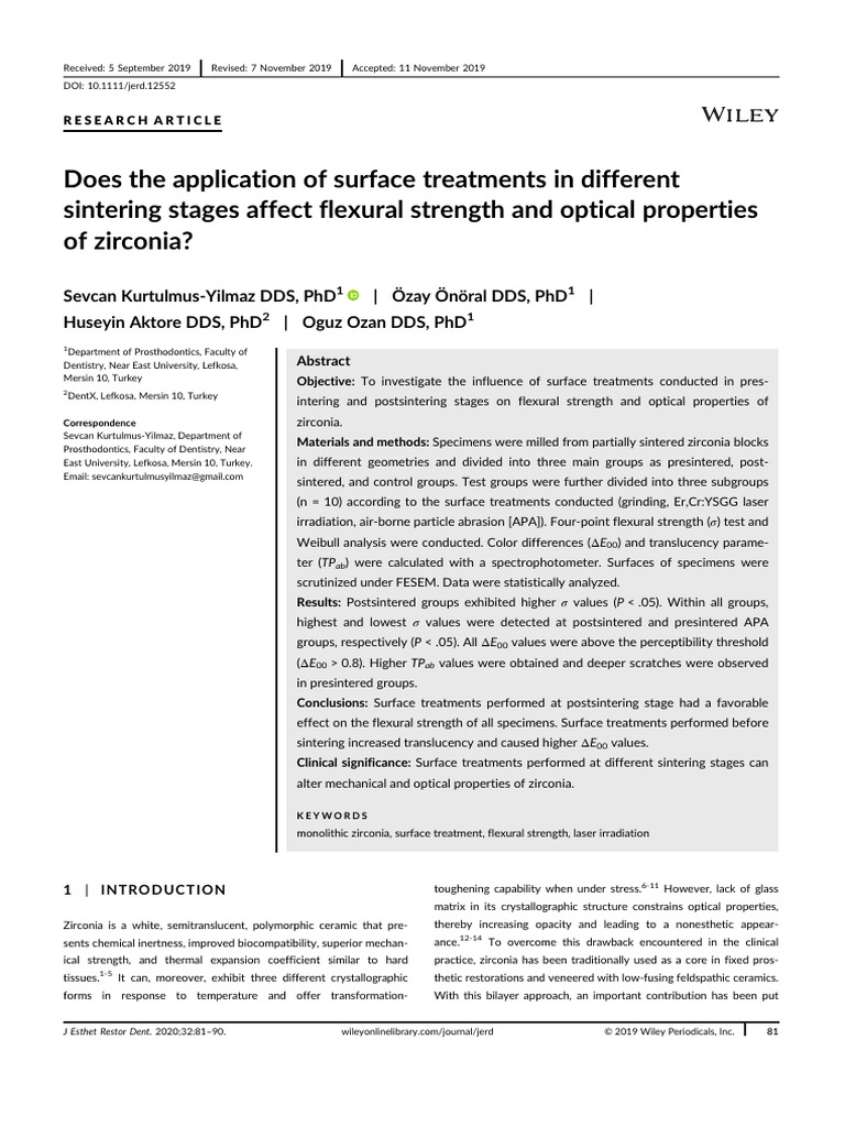 Does the application of surface treatments in different sintering ...