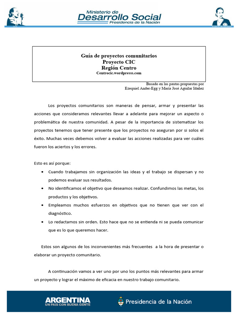 Guia de Proyectos Comunitarios | PDF | Presupuesto | Planificación